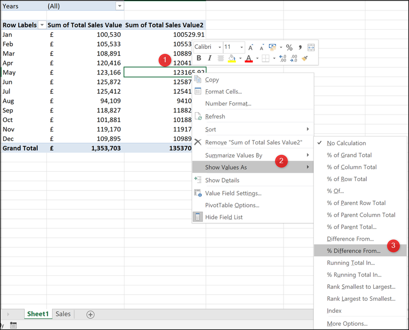 How to Calculate Percentage Change with Pivot Tables in Excel