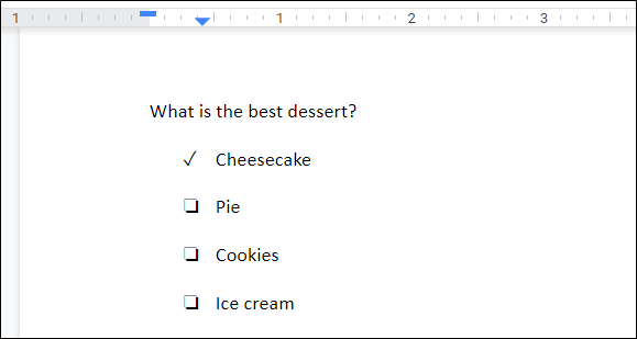 check mark box in google docs