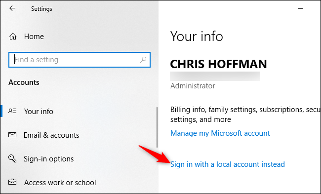 How to Switch to a Local User Account on Windows 10