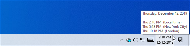 How to See Multiple Time Zone Clocks on Windows 10's Taskbar