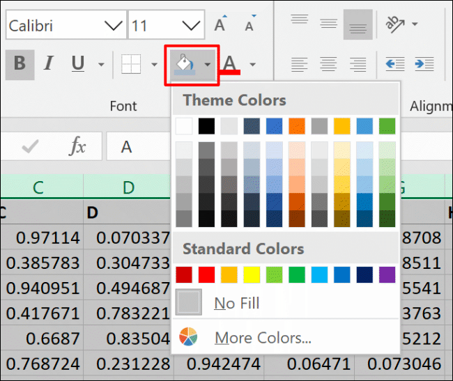 excel background colour