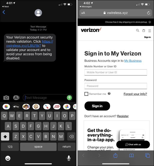 Watch Out: This Verizon Smishing Scam Is Crazy Realistic