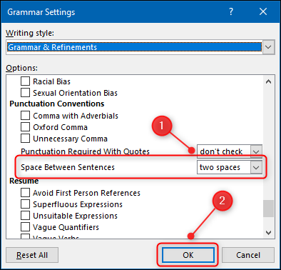 How to Stop Microsoft Word From Marking Two Spaces After a Period as an ...