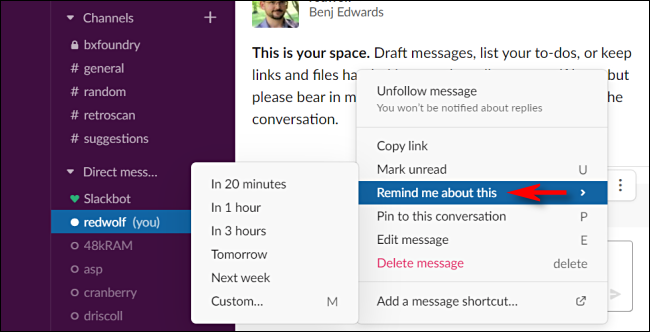 How to Send Notes to Yourself on Slack