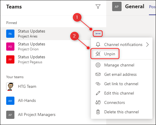 How to Show, Hide, and Pin Teams and Channels in Microsoft Teams