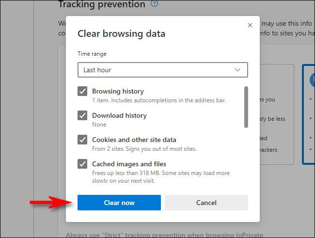 delete browsing data button