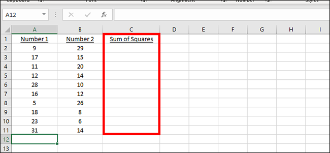 How to Calculate the Sum of Squares in Excel