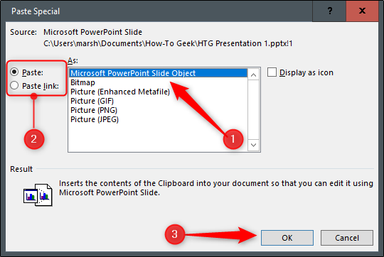How to Link or Embed a PowerPoint Slide in a Word Document