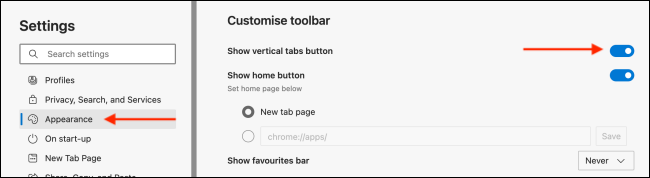 How to Hide the Vertical Tabs Button From Microsoft Edge