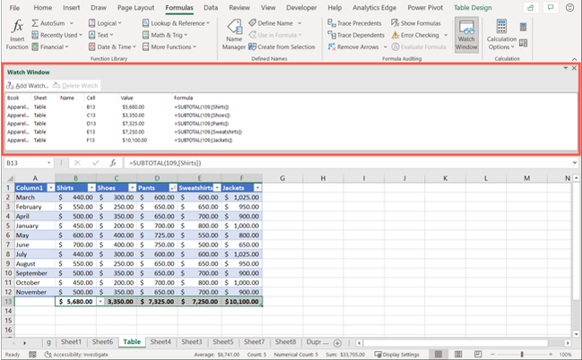 How to Use the Microsoft Excel Watch Window for Formulas