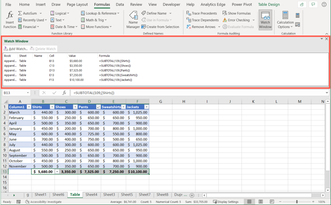 How to Use the Microsoft Excel Watch Window for Formulas