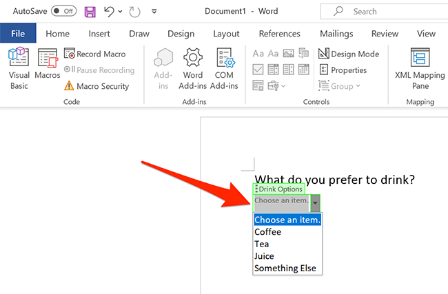 How to Add a Drop-Down List to a Word Document