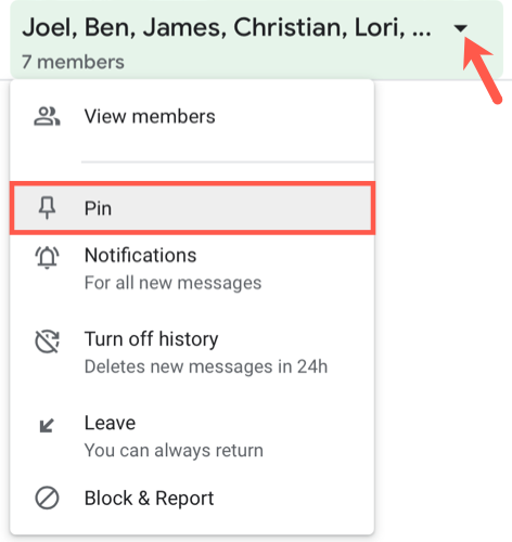 How to Pin Conversations in Google Chat