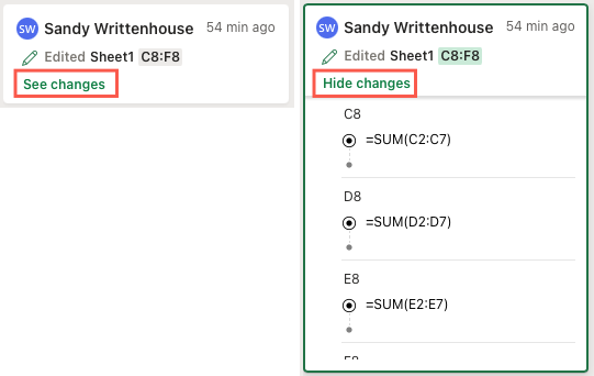 How to Show Changes When Collaborating in Excel for the Web