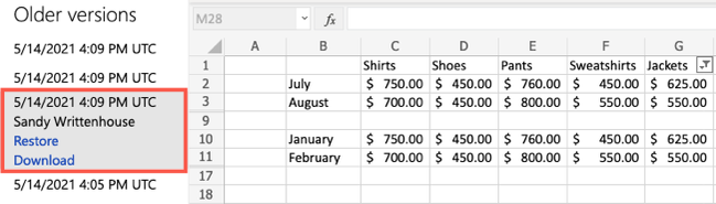 How to View Version History in Microsoft Excel Online