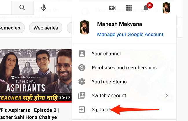 How to Sign Out of YouTube