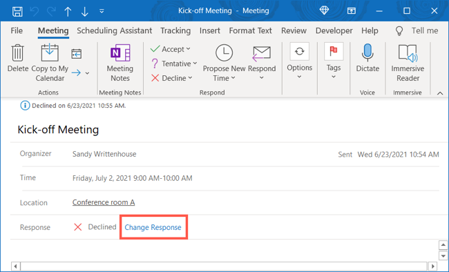 How to Accept a Previously Declined Event in Microsoft Outlook
