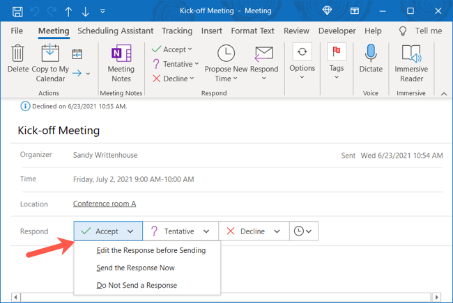 How to Accept a Previously Declined Event in Microsoft Outlook