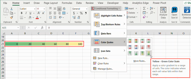 How to Apply a Color Scale Based on Values in Microsoft Excel