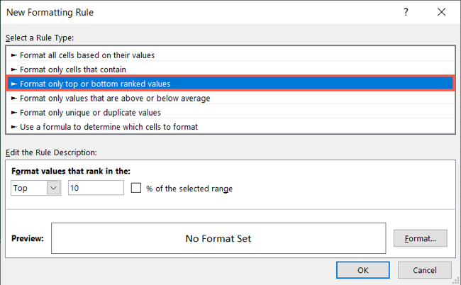How to Highlight Top- or Bottom-Ranked Values in Microsoft Excel