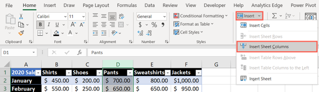 How to Add or Delete Columns and Rows in a Table in Microsoft Excel