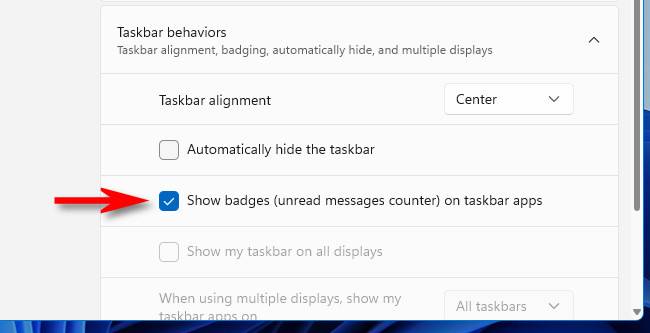 How to Show Notification Badges on Taskbar Icons in Windows 11