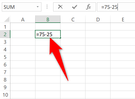function in excel to subtract