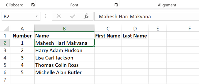 How to Separate First and Last Names in Microsoft Excel