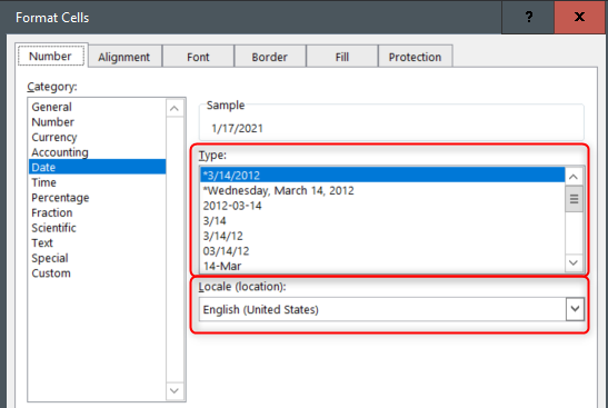 ms teams excel date format