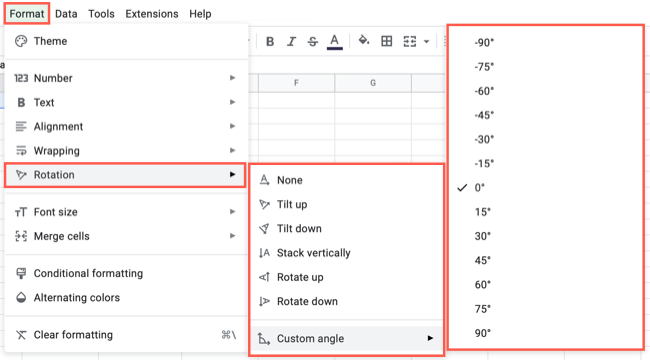 How to Rotate Text in Google Sheets