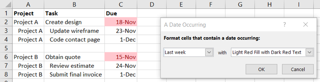 How to Use Conditional Formatting Based on Date in Microsoft Excel