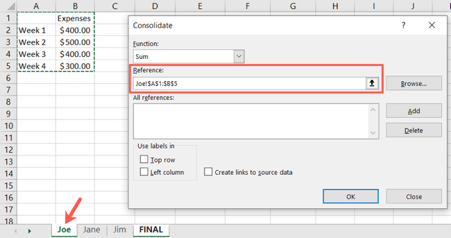 How to Combine Data From Spreadsheets in Microsoft Excel