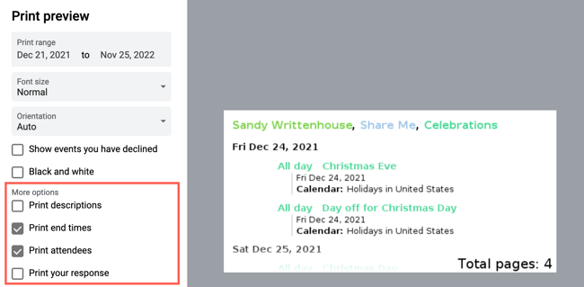 How to Print a Google Calendar