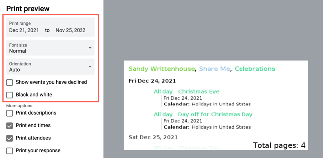 How to Print a Google Calendar