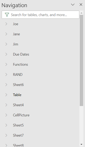 How to Use the Navigation Pane in Microsoft Excel
