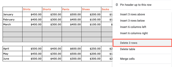 How to Merge and Split Tables in Google Docs