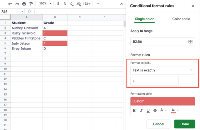 How to Automatically Highlight Certain Text in Google Sheets
