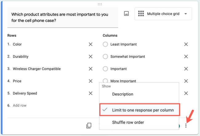 How to Make a Google Forms Ranking Question