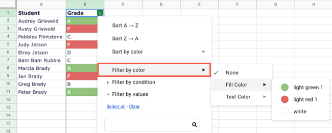 How to Filter or Sort by Color in Google Sheets