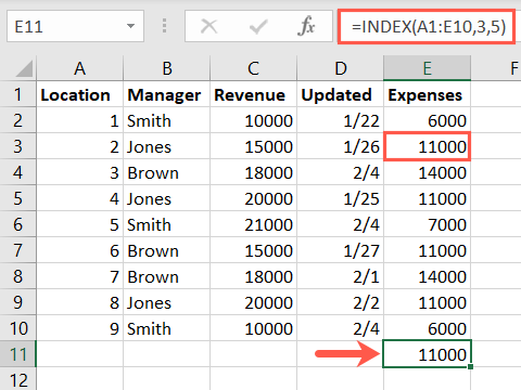 How to Find Values With INDEX in Microsoft Excel