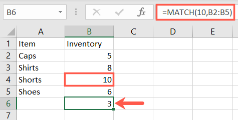 How to Find a Value's Position With MATCH in Microsoft Excel