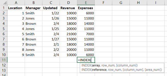 How to Find Values With INDEX in Microsoft Excel