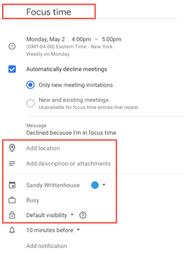 How to Set Aside Focus Time in Google Calendar