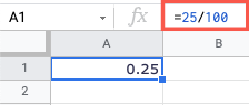 percent formula google sheets