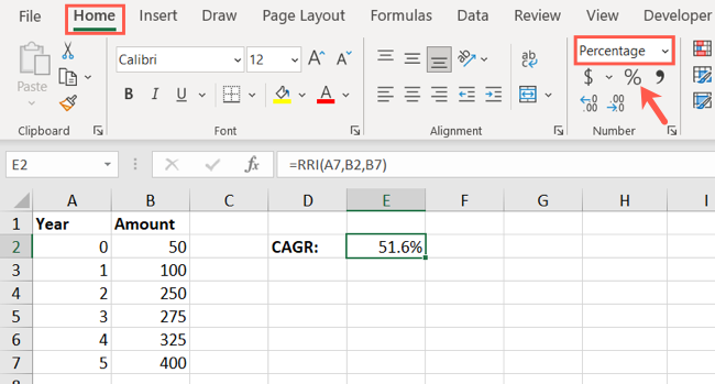 How to Calculate CAGR in Microsoft Excel