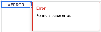 How to Fix a Formula Parse Error in Google Sheets