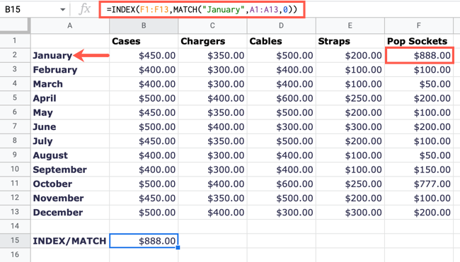 How to Use INDEX and MATCH in Google Sheets