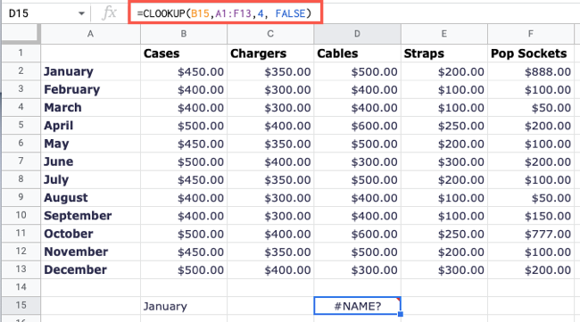 standard error formula google sheets