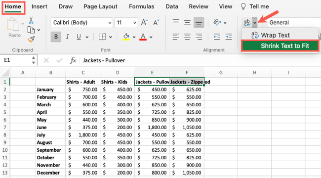 How to Shrink Text to Fit a Cell in Microsoft Excel
