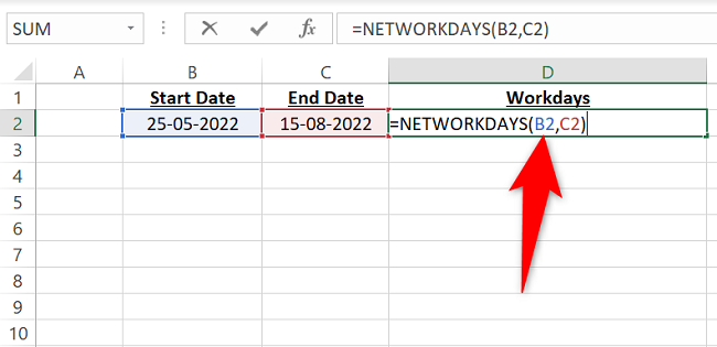 How To Calculate Workdays With A Function In Microsoft Excel